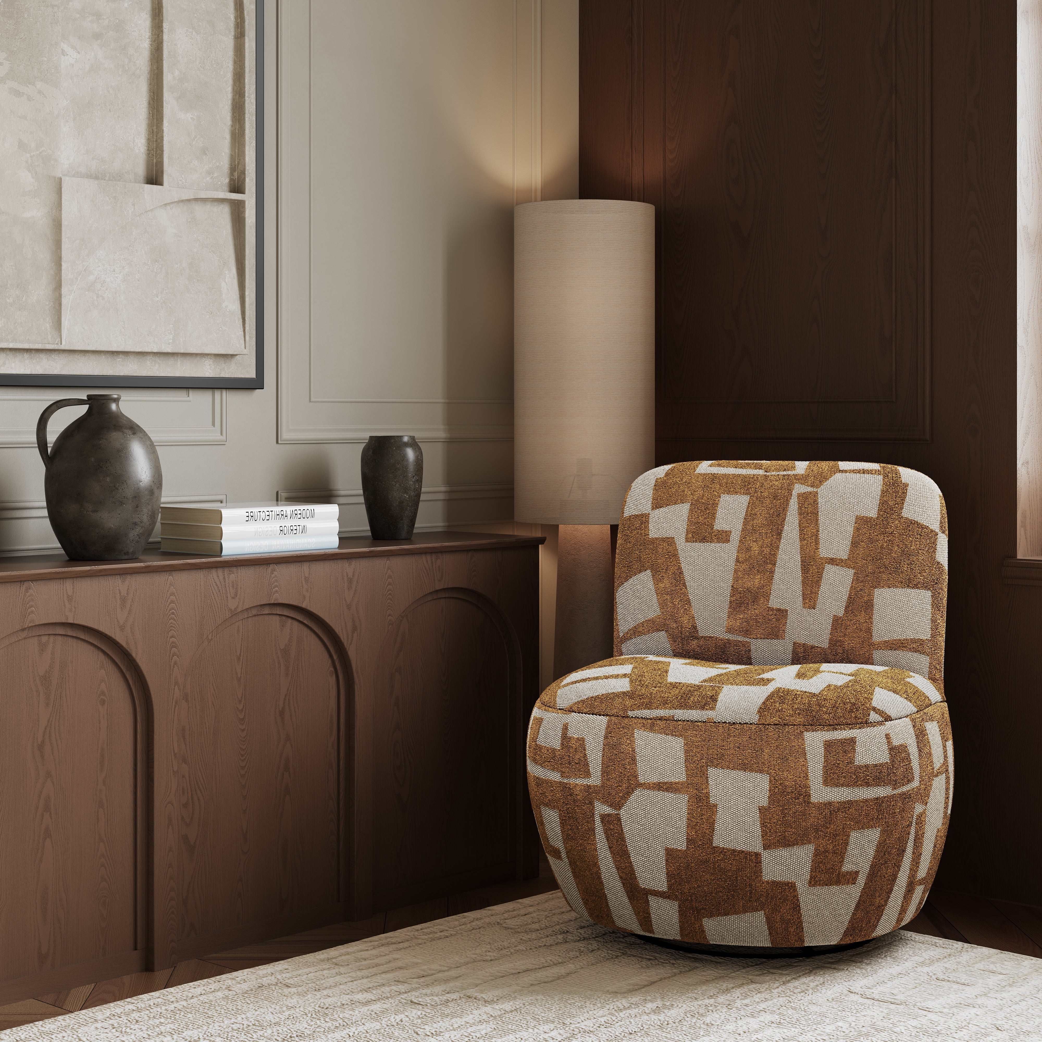 Jena Armchair – Fixed or swivel, rounded design in boucle or velvet ...