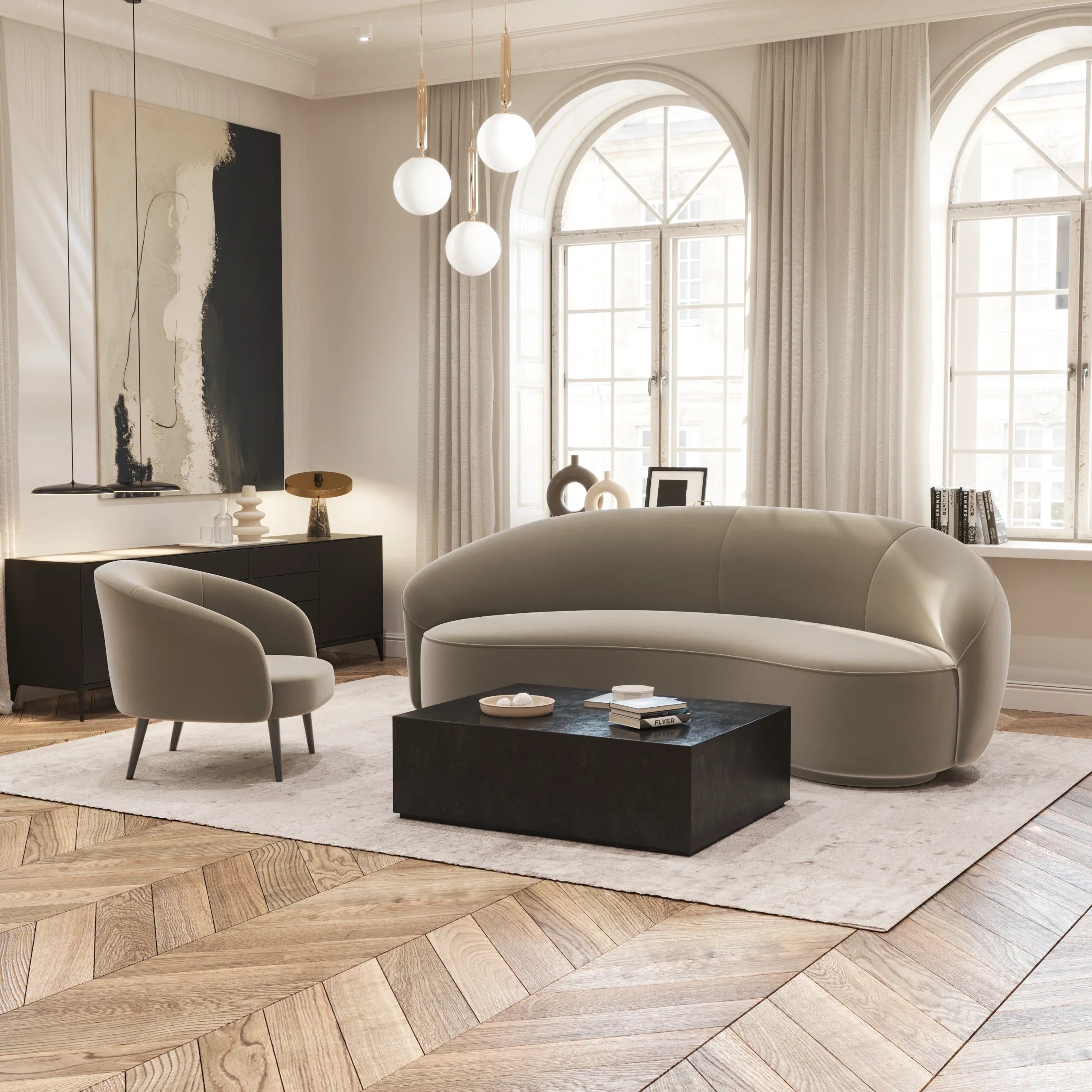 Canapé Luna Marie – Design haricot, confort enveloppant, finitions haut ...
